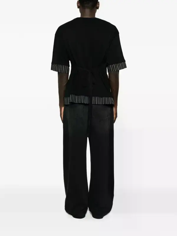 ANN DEMEULEMEESTER Striped-trim Rear-tie T-shirt