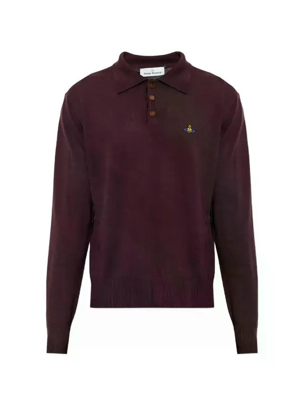 VIVIENNE WESTWOOD Orb Embroidered Polo Collar Sweater - Purple