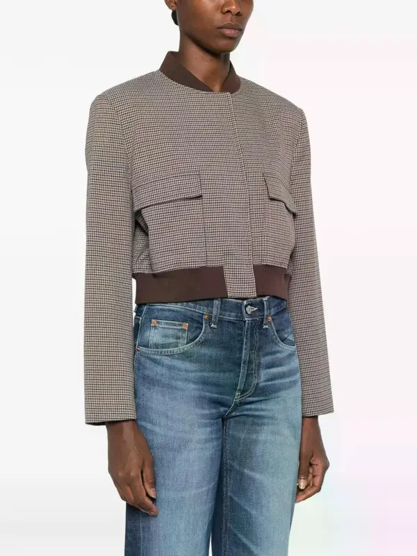 TWINSET Houndstooth Pattern Cropped Jacket