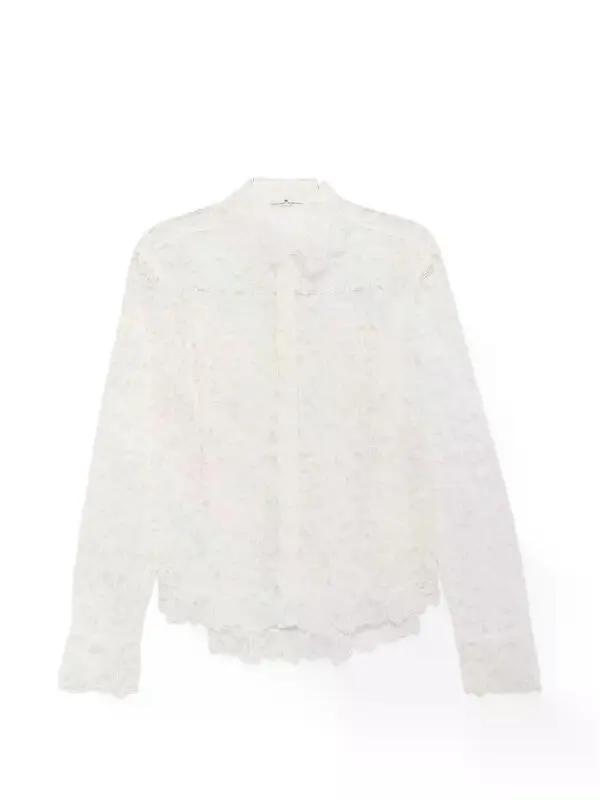 Ermanno Scervino Lace-overlay Scalloped-edge Shirt - Neutrals