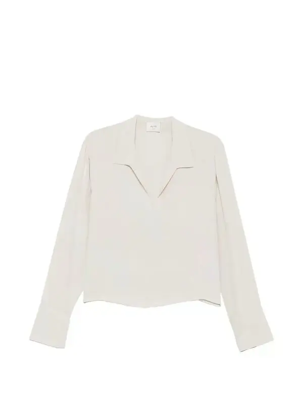 ALYSI Spread Collar V-neck Blouse - Neutrals