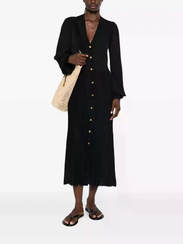 TWINSET Ribbed-knit Button-down Midi Dress - Black