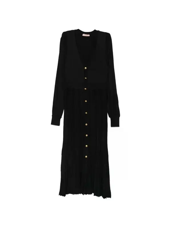 TWINSET Ribbed-knit Button-down Midi Dress - Black