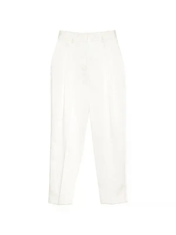 Elisabetta Franchi Butter Yellow Satin Pleated Trousers