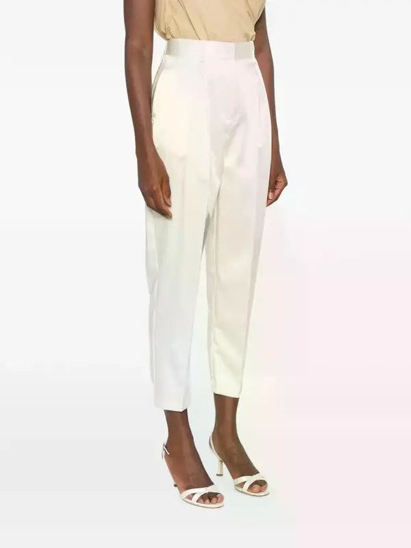 Elisabetta Franchi Butter Yellow Satin Pleated Trousers
