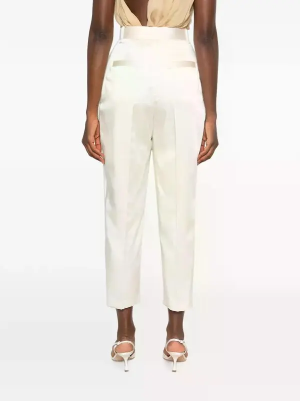 Elisabetta Franchi Butter Yellow Satin Pleated Trousers