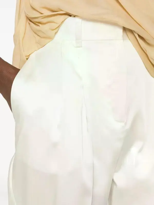 Elisabetta Franchi Butter Yellow Satin Pleated Trousers