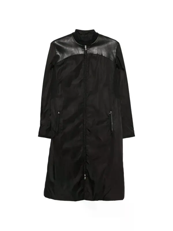 Prada Leather Paneled Zip-up Coat