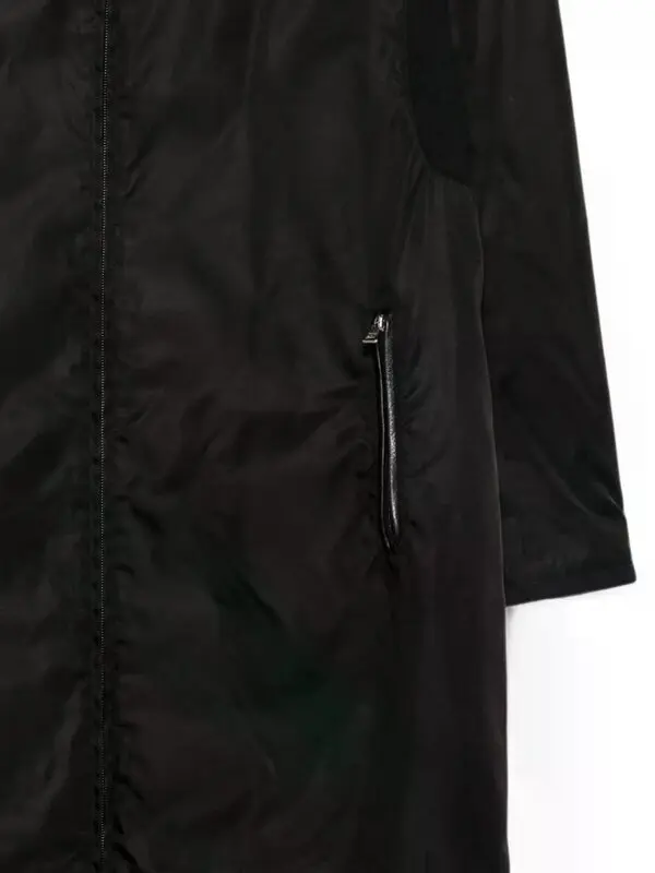 Prada Leather Paneled Zip-up Coat