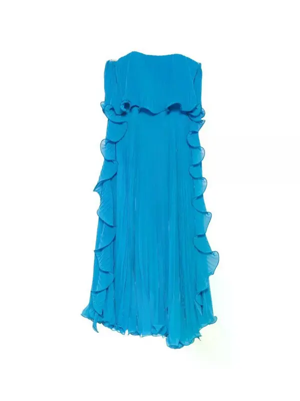 SIMONA CORSELLINI Pleated Ruffled Midi Dress