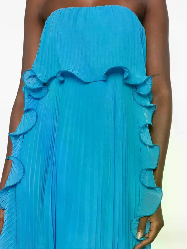 SIMONA CORSELLINI Pleated Ruffled Midi Dress