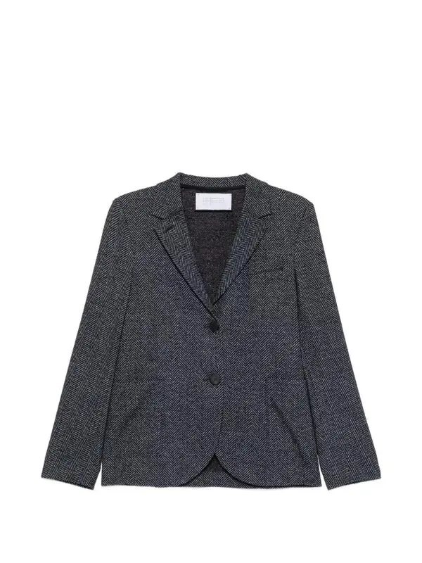 Harris Wharf London Single-breasted Herringbone Jacket - Grey