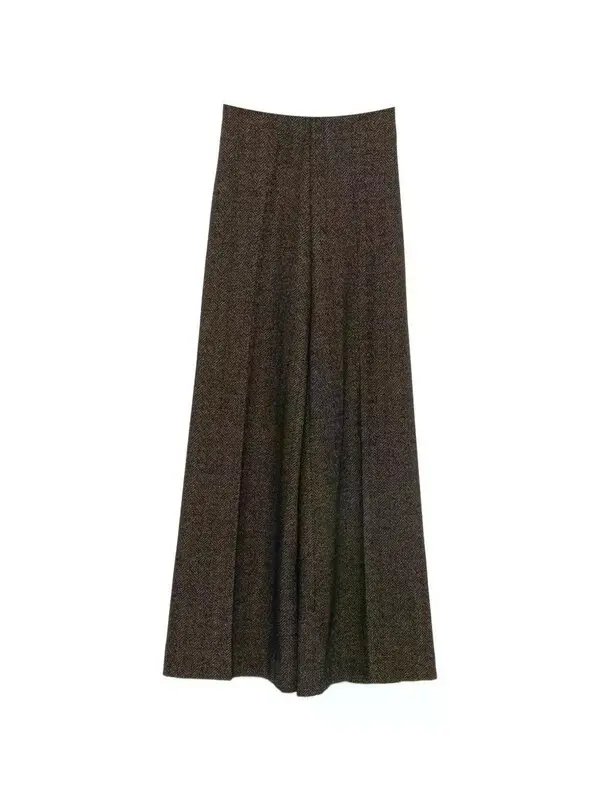 Harris Wharf London Herringbone Elasticated Waist Trousers - Brown