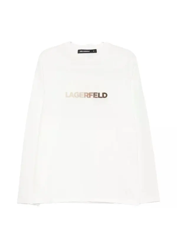 Karl Lagerfeld Logo-print Long-sleeve T-shirt - Neutrals