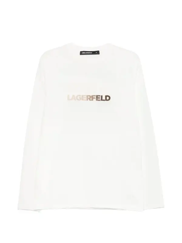 Karl Lagerfeld Logo-print Long-sleeve T-shirt - Neutrals
