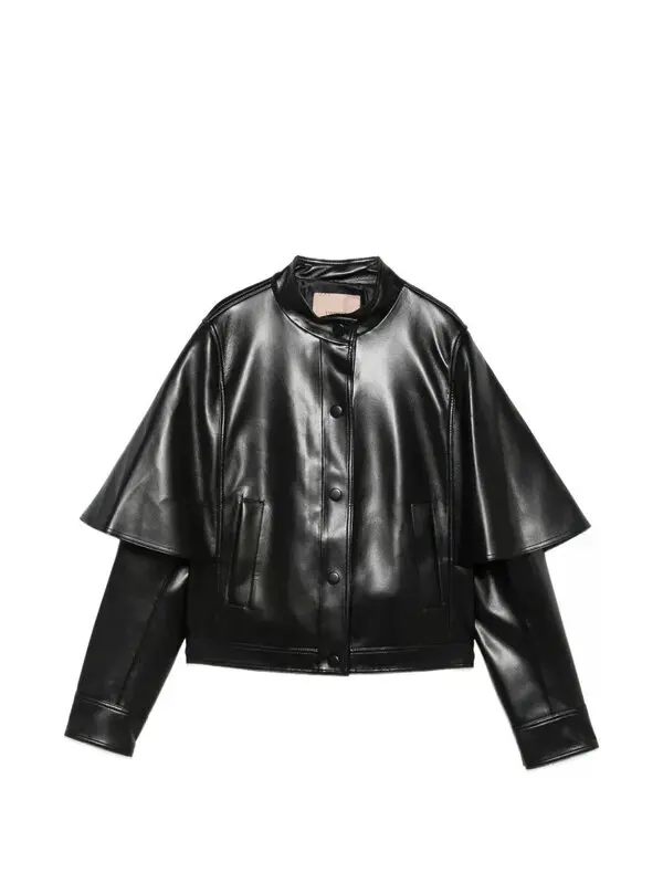 TWINSET Faux-leather Cape Jacket - Black