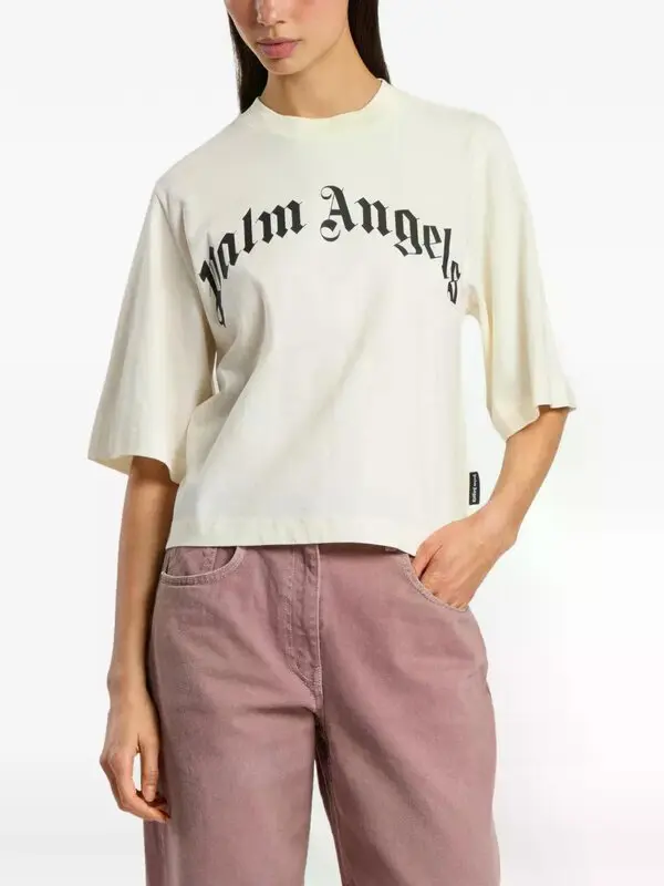 Palm Angels Logo-print Boxy T-shirt - Neutrals