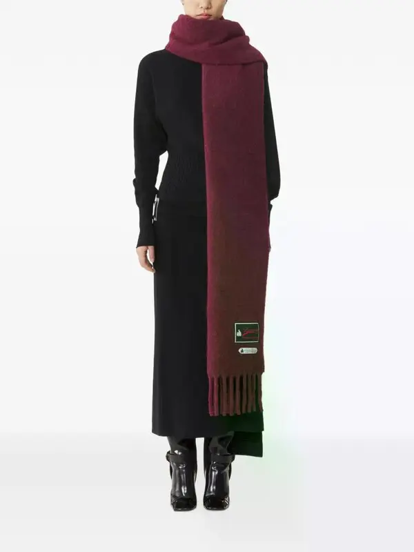 LANVIN Fringed Logo-patch Scarf
