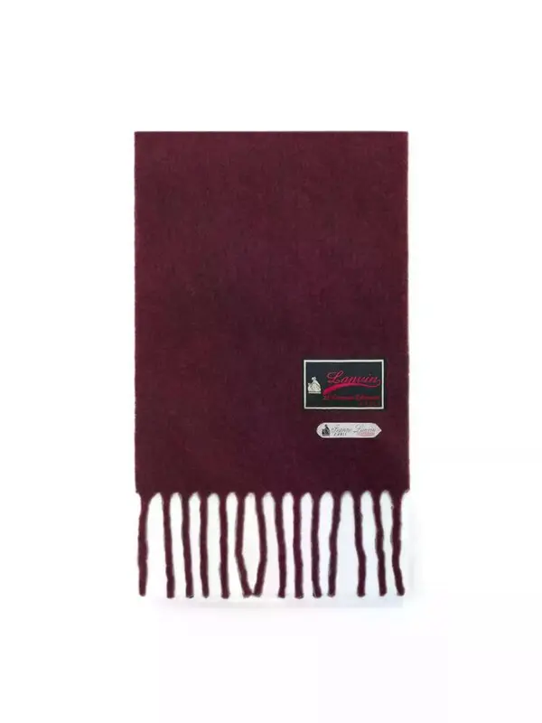 LANVIN Fringed Logo-patch Scarf