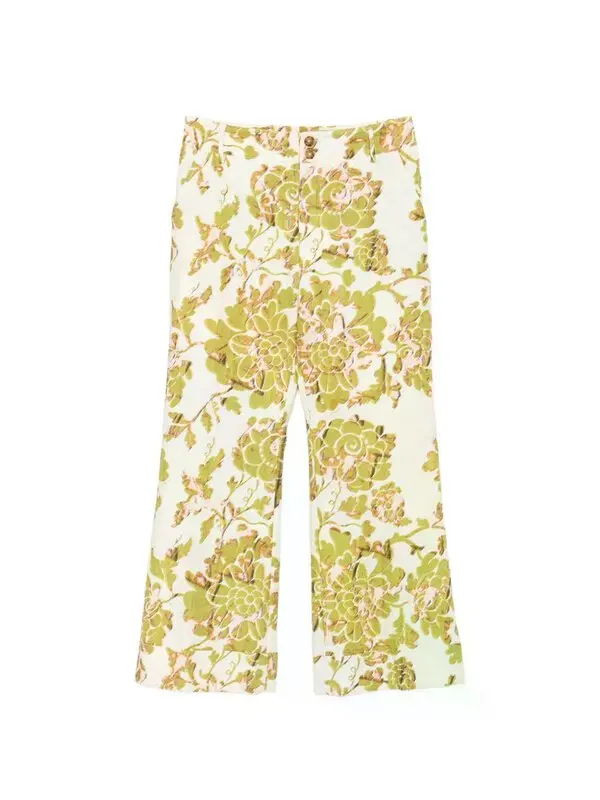 La DoubleJ Hendrix Botanical Print Cotton Trousers - Neutrals