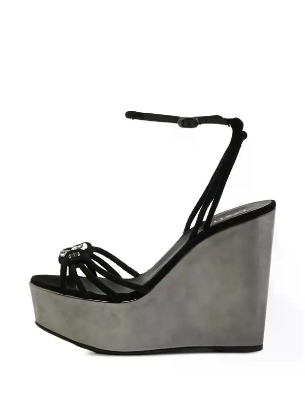 LE SILLA Embellished Wedge Sandals - Black