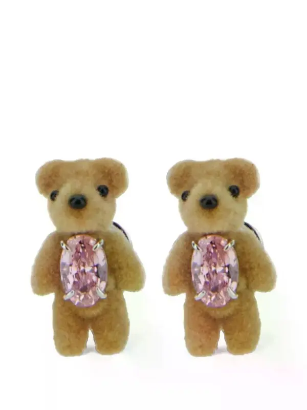 YVMIN Paradise Crystal-embellished Bear Earrings - Neutrals