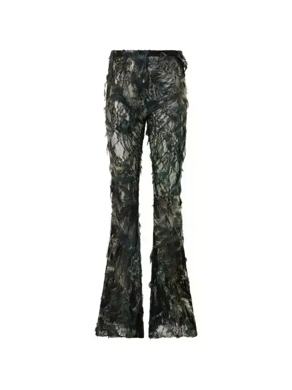 Roberto Cavalli Distressed-effect Lace Flared Trousers