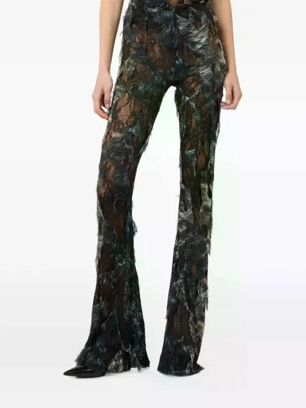 Roberto Cavalli Distressed-effect Lace Flared Trousers