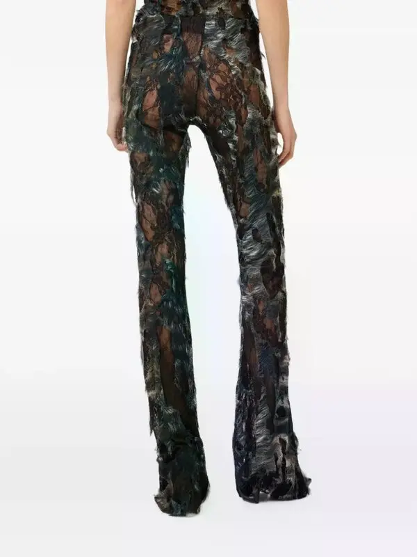 Roberto Cavalli Distressed-effect Lace Flared Trousers