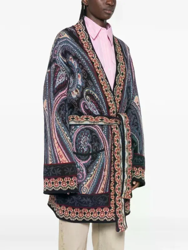 Etro Paisley-print Belted Cardigan