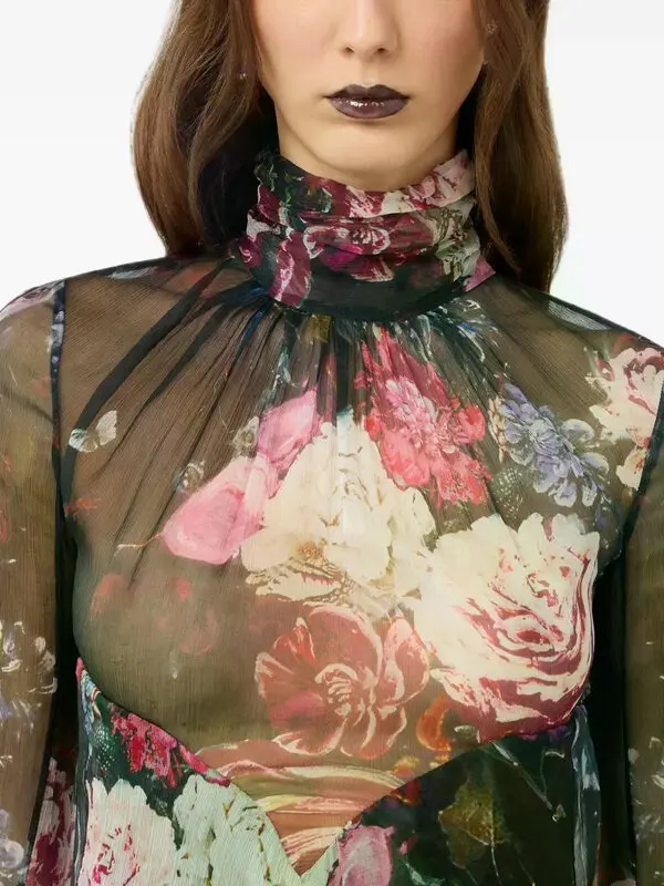 Roberto Cavalli Floral Print Ruffled Dress