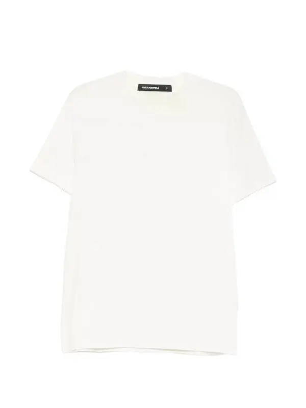 Karl Lagerfeld Logo-embroidered Crew-neck T-shirt - Neutrals