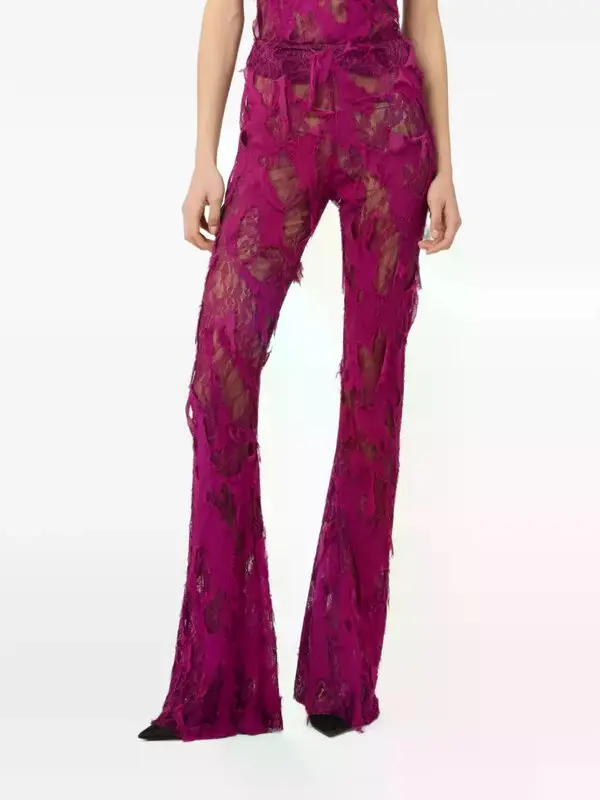 Roberto Cavalli Distressed Lace-panelled Trousers