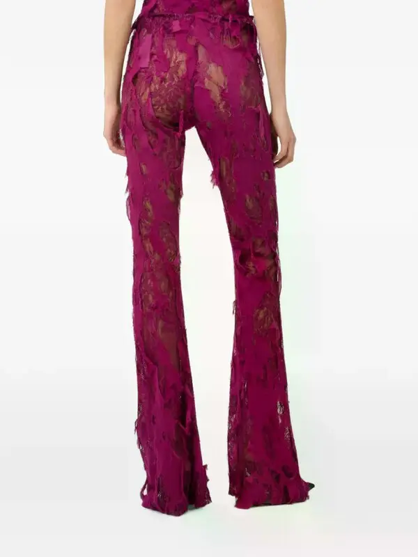 Roberto Cavalli Distressed Lace-panelled Trousers