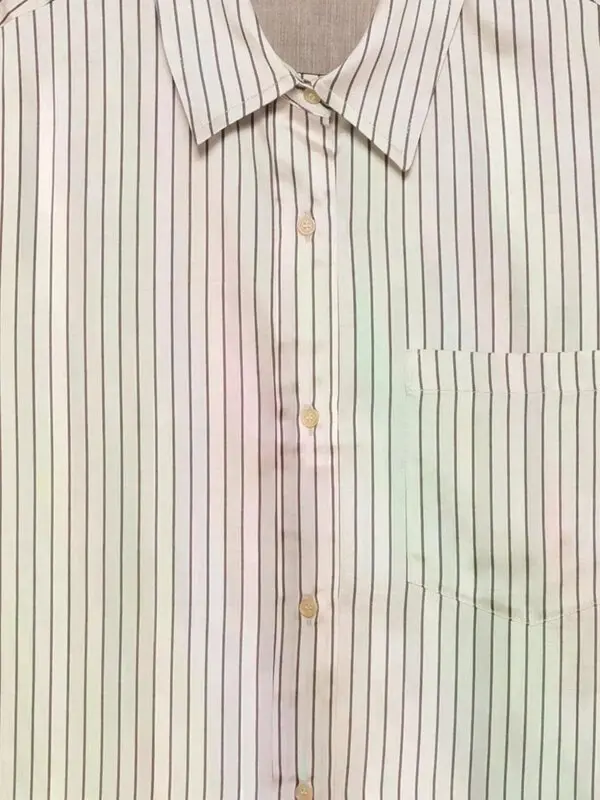 ALYSI Vertical-stripe Chest-pocket Shirt