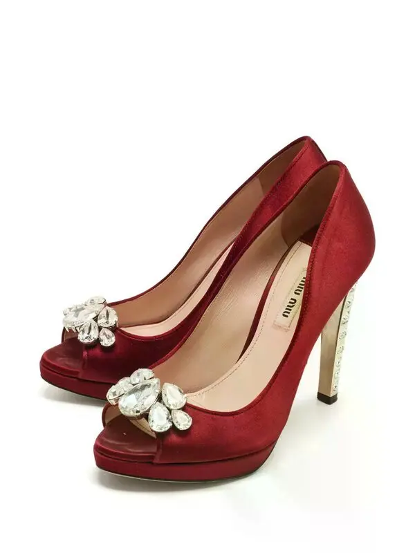 Miu Miu Crystal-embellished Heeled Pumps