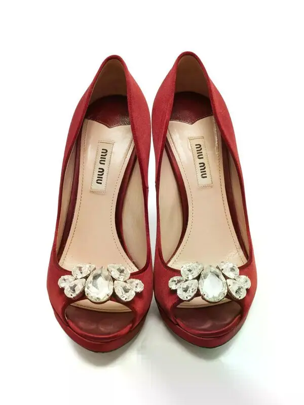 Miu Miu Crystal-embellished Heeled Pumps