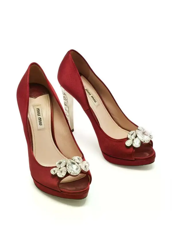 Miu Miu Crystal-embellished Heeled Pumps