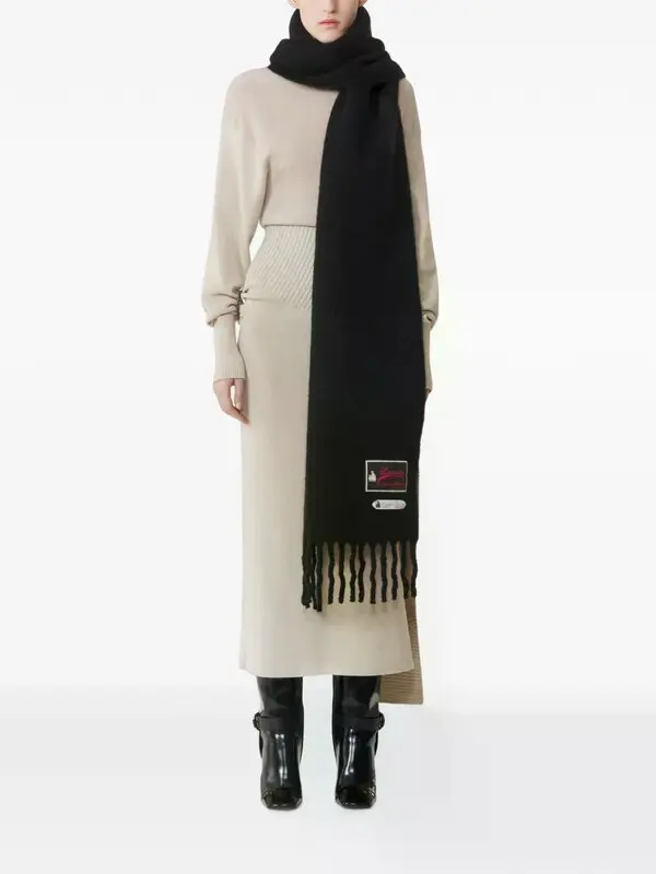 LANVIN Logo-patch Fringed Scarf