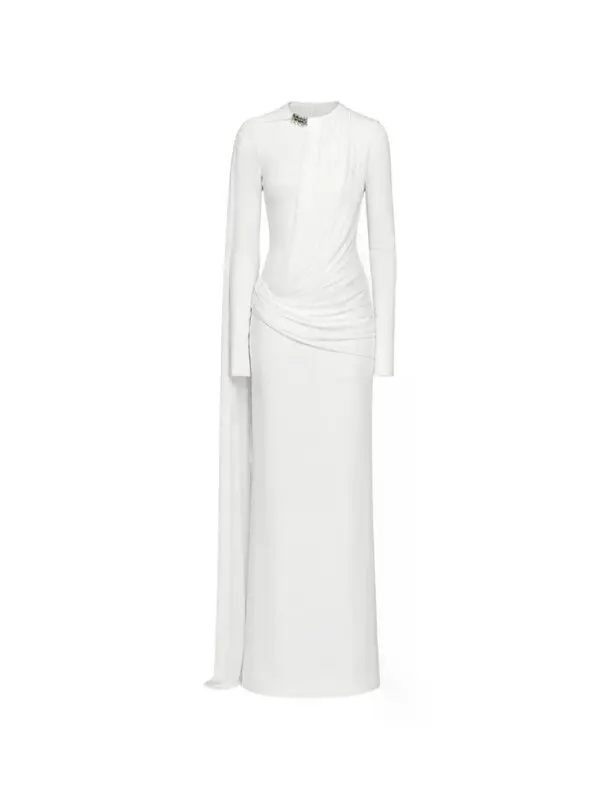 CHATS BY C.DAM Nilah Draped Embellished Maxi Dress - White