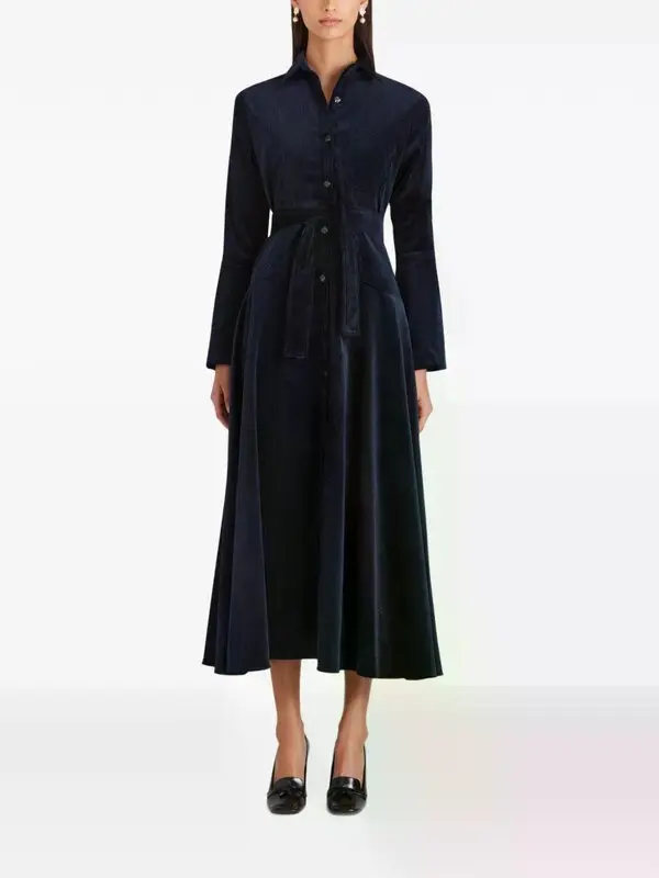 VIOLANTE NESSI Corduroy Buttoned-cuff Midi Dress