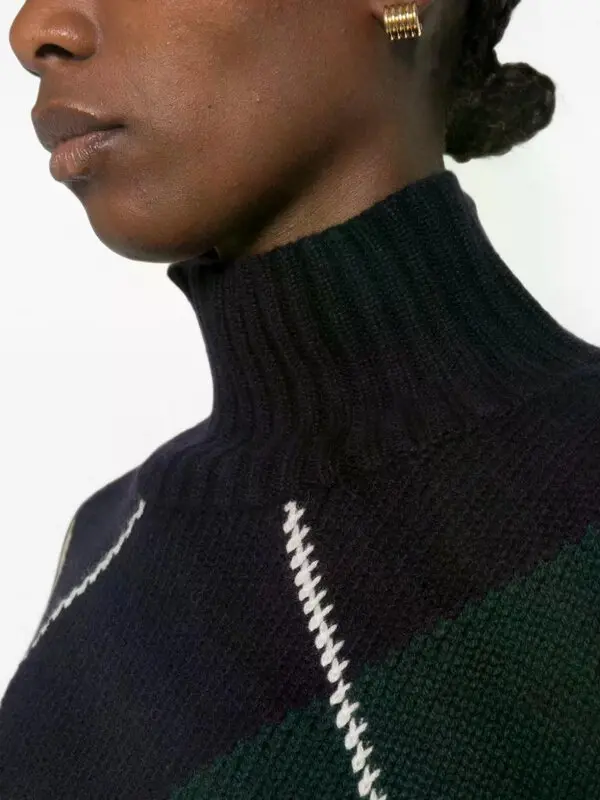 BEYOU Argyle Knit High-neck Sweater