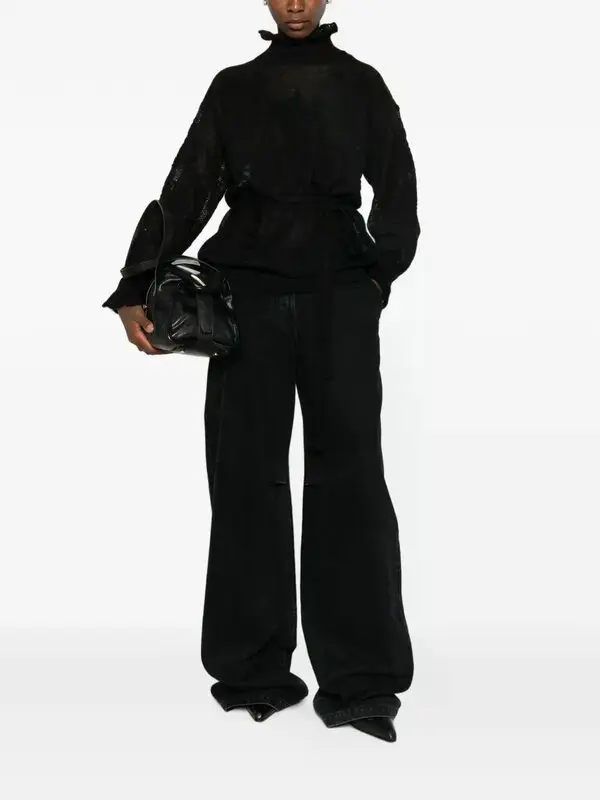 TWINSET Pointelle-knit Belted Sweater