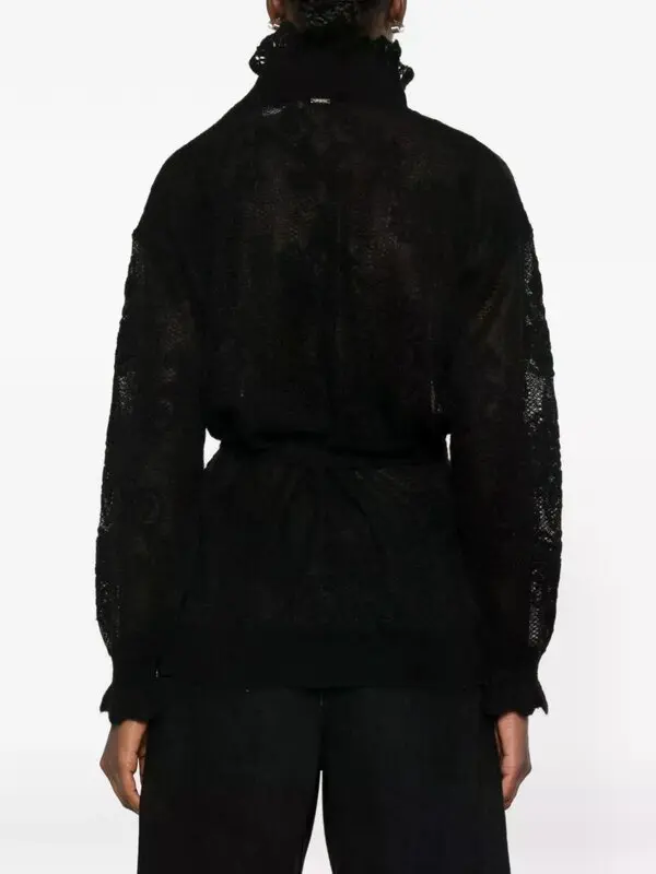 TWINSET Pointelle-knit Belted Sweater