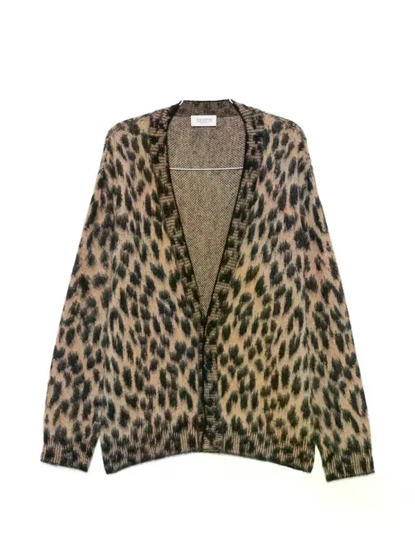 LANEUS Leopard-print Knit Cardigan