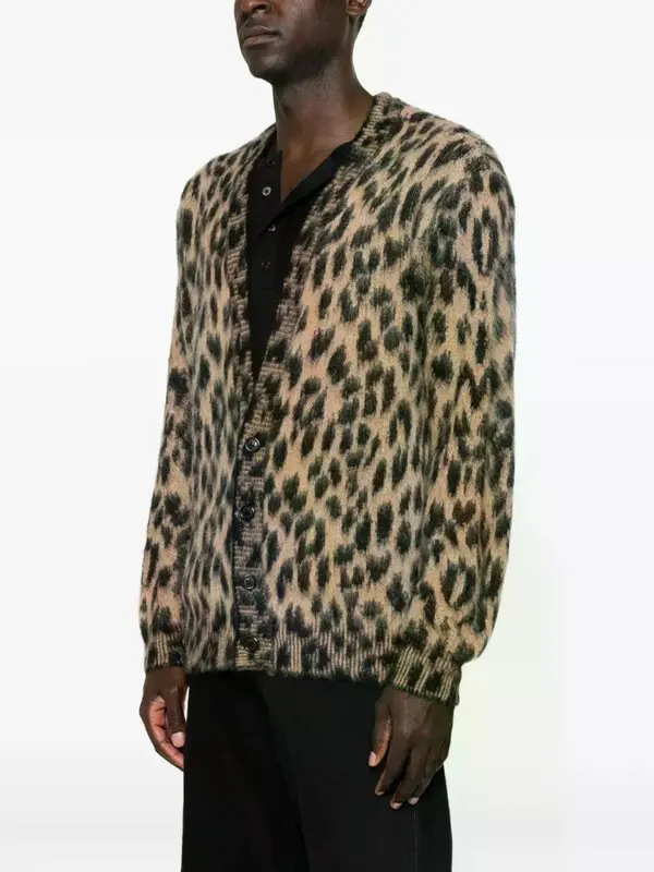 LANEUS Leopard-print Knit Cardigan