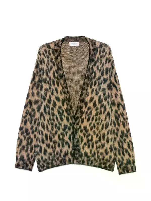 LANEUS Leopard-print Knit Cardigan
