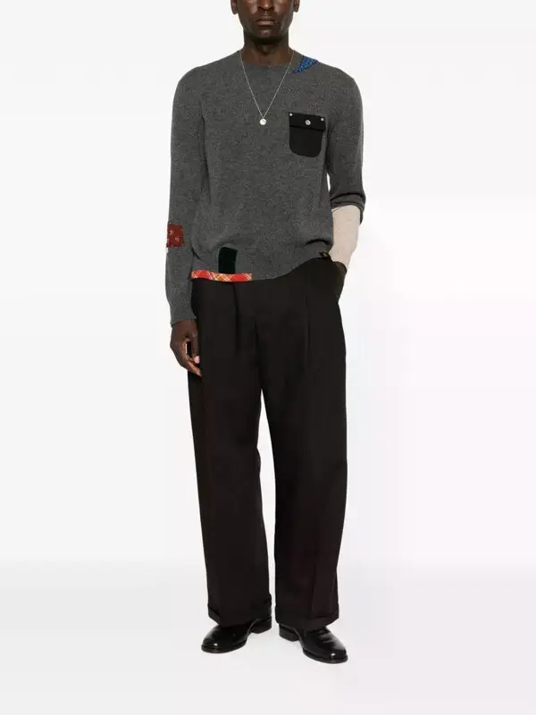 KHOKI Patchwork Flap-pocket Sweater
