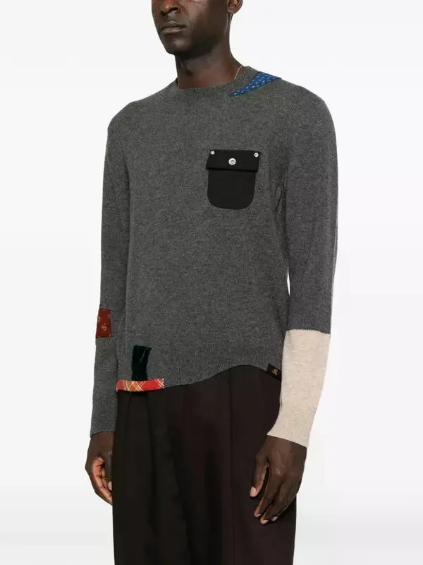 KHOKI Patchwork Flap-pocket Sweater