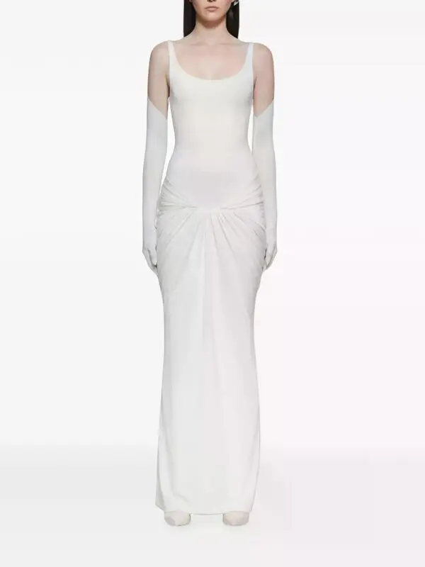 CHATS BY C.DAM Jesse Gathered-draping Sleeveless Maxi Dress - White